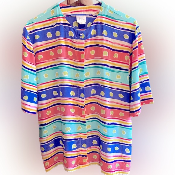 Bleyle | Tops | Vintage 8s90s Silk Multicolored Blouse By Bleyle | Poshmark